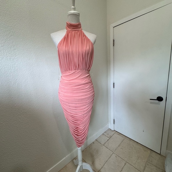 House of CB | Dresses | House Of Cb Merielle Elegant Pink Halter Open ...
